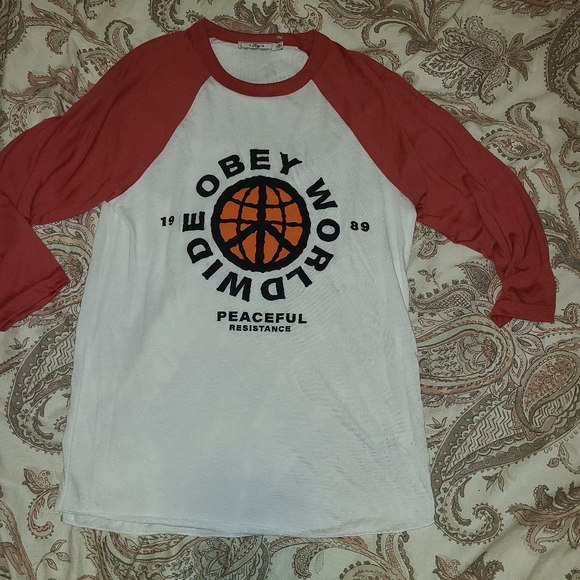 Obey | Shirts | Mens Obey Worldwide Baseball Tee Shirt Nwot | Poshmark